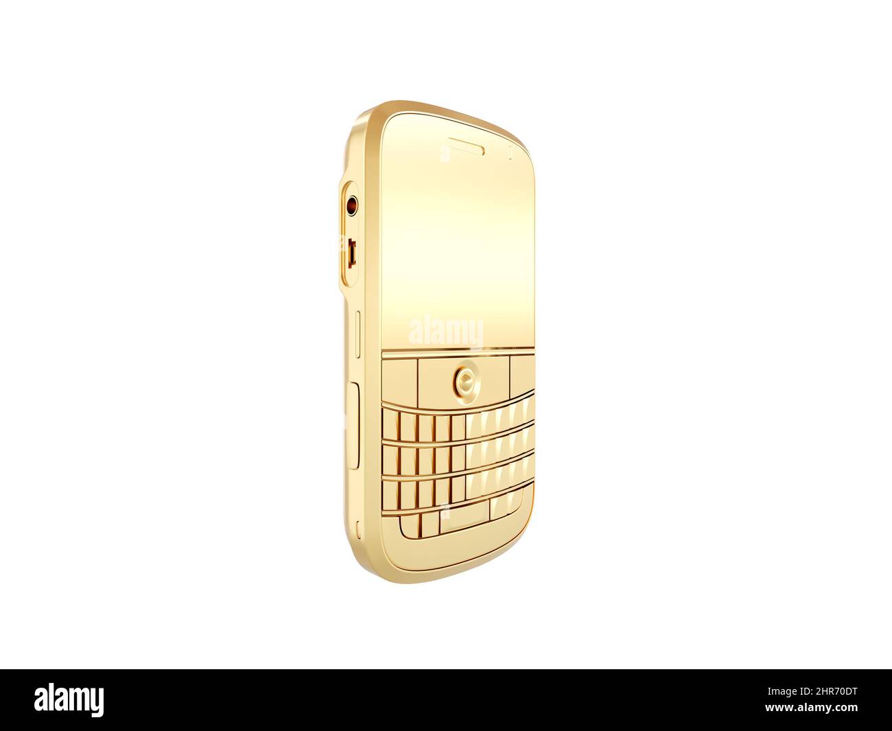 conceptual image of a gold phone isolated on a white background. 3d ...