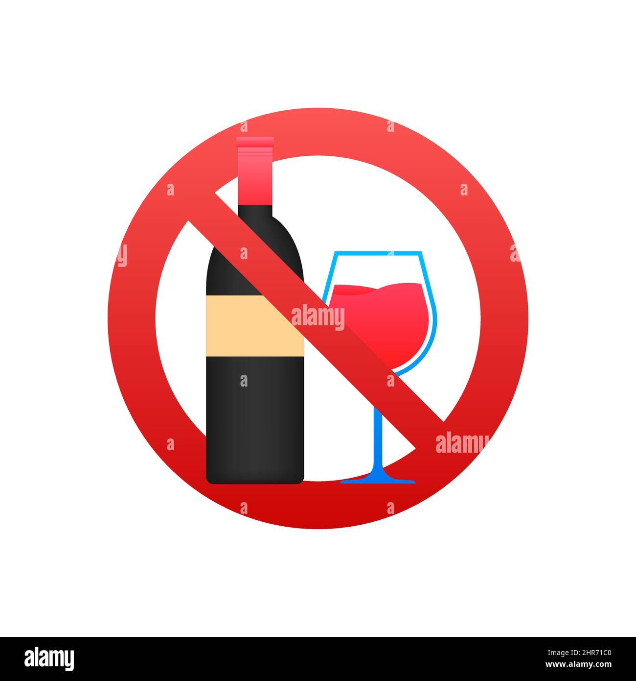 Icon with black no wine on white background. No alcohol. Symbol, logo ...