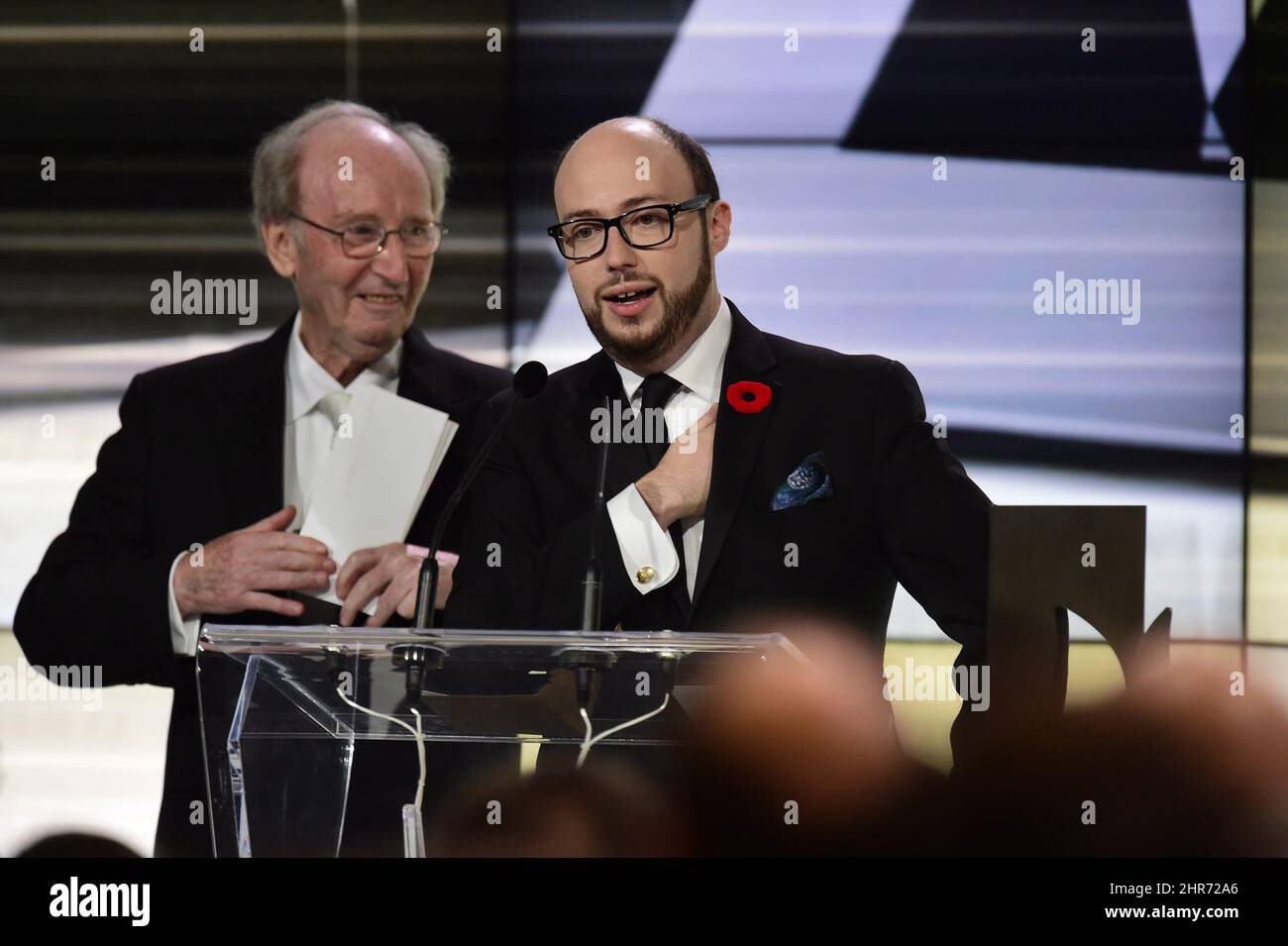 Author Sean Michaels gives his acceptance speech after winning the 2014 ...