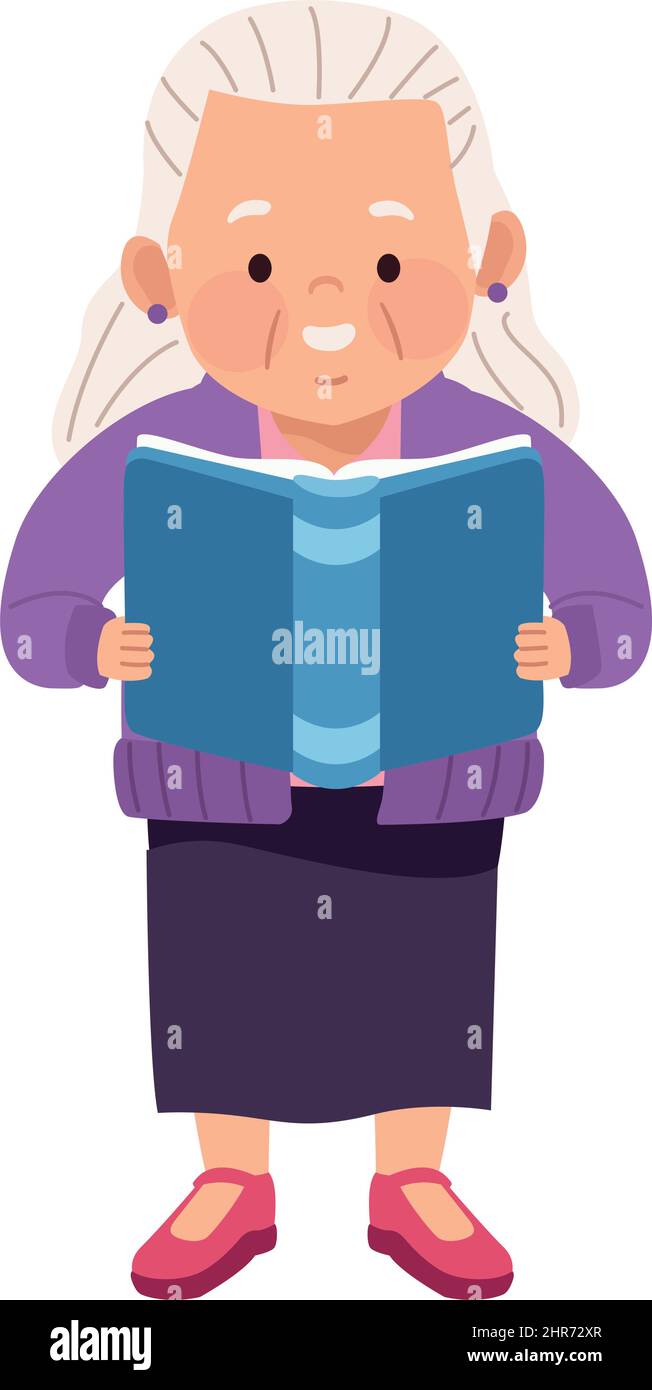 old woman reading book standing Stock Vector Image & Art - Alamy