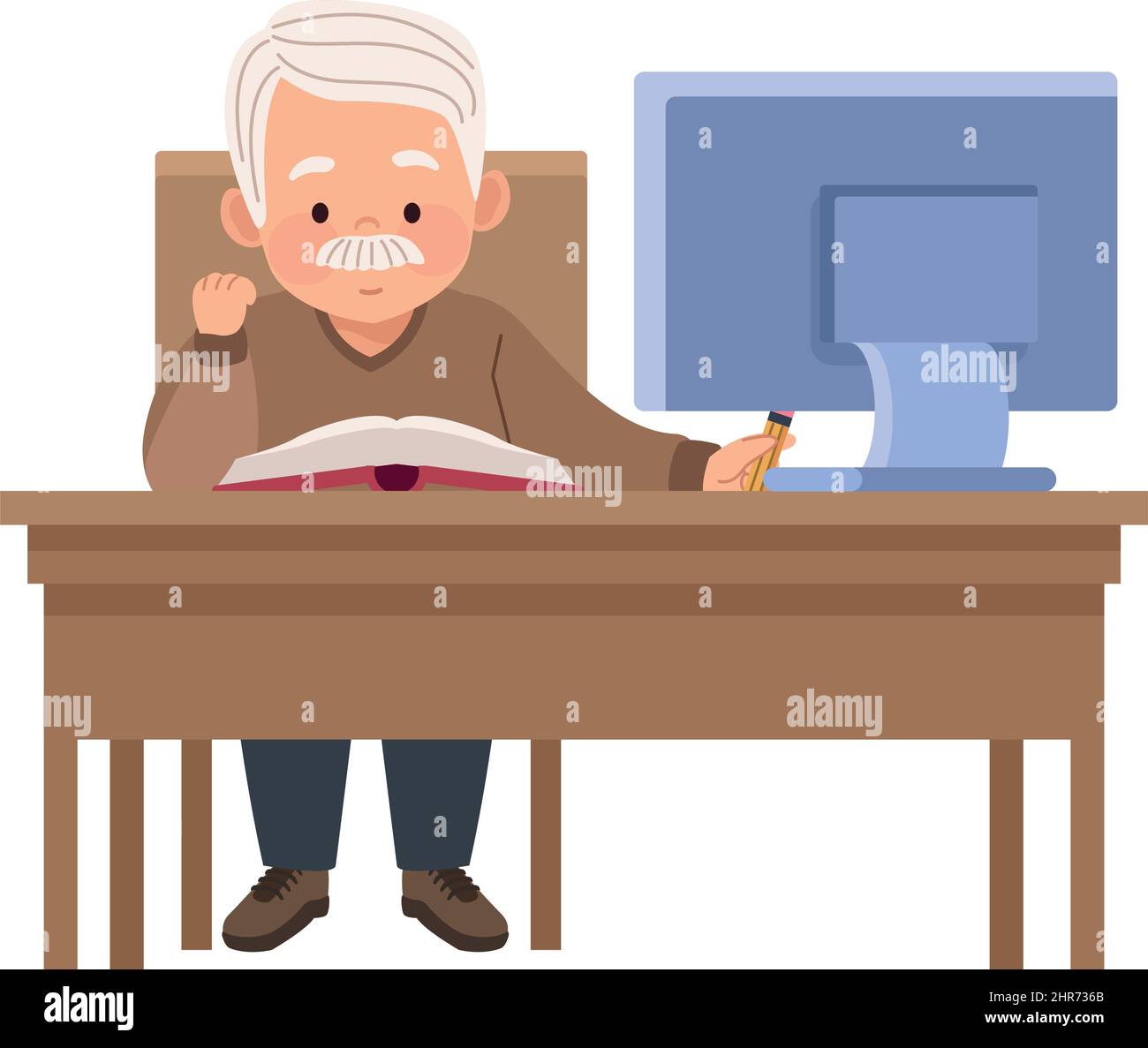 old man reading textbook Stock Vector Image & Art - Alamy