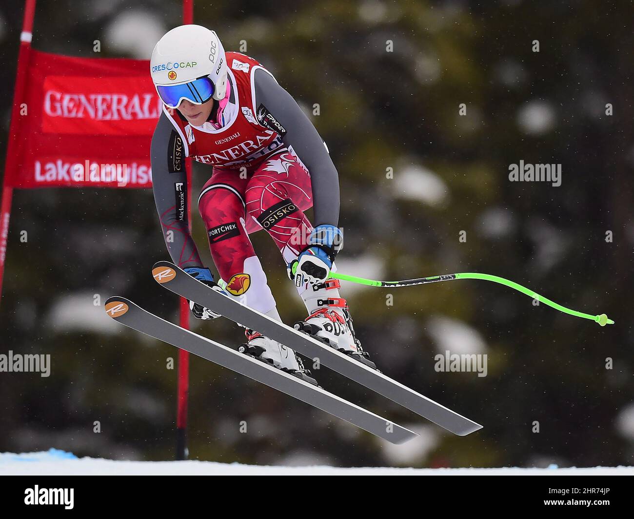 Larisa Yurkiw of Canada races down the hill during the women's World ...