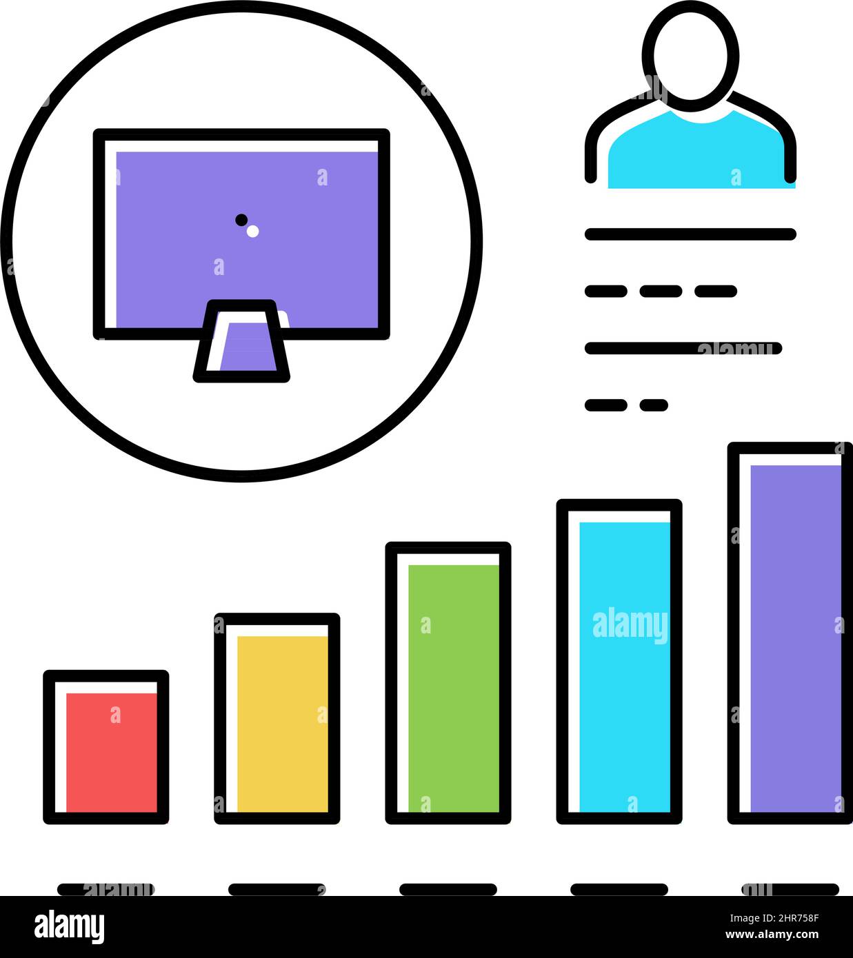 worker growing indicators color icon vector illustration Stock Vector ...