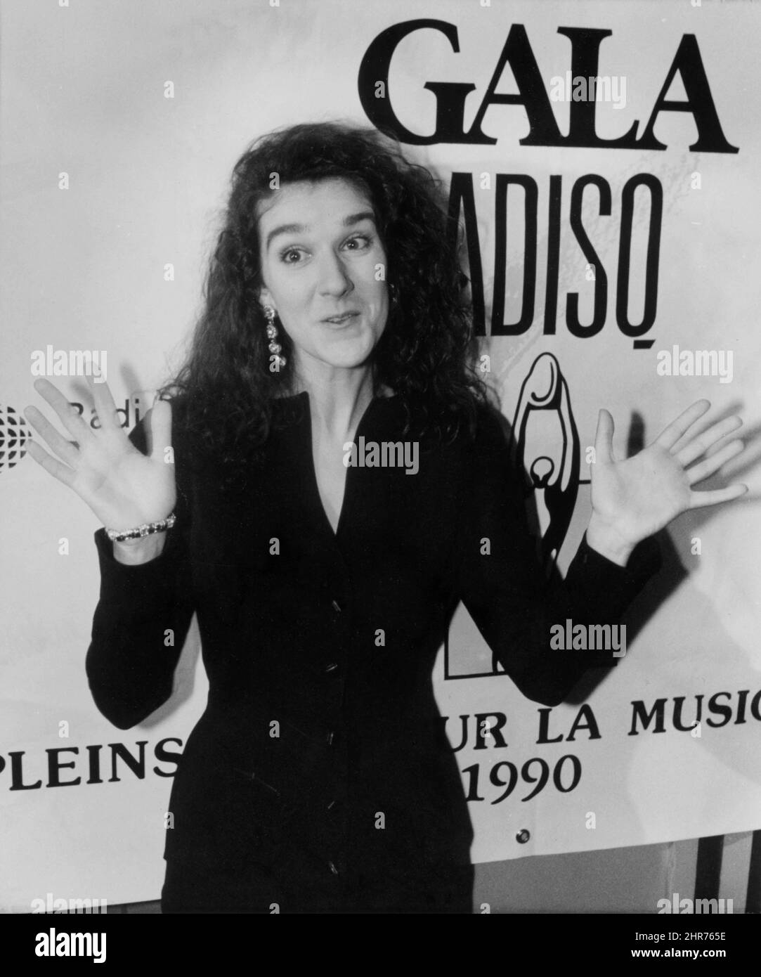 Singer Celine Dion holds up her hands after refusing her Felix award ...