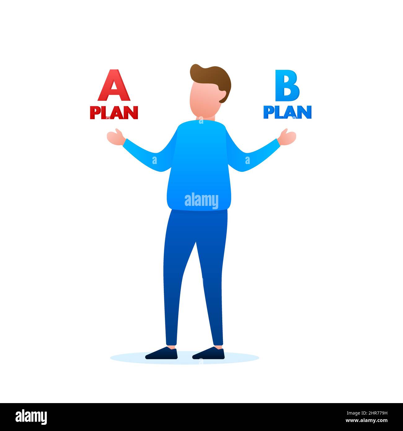 Man choosing between two options. Plan A nad B. Vector stock ...