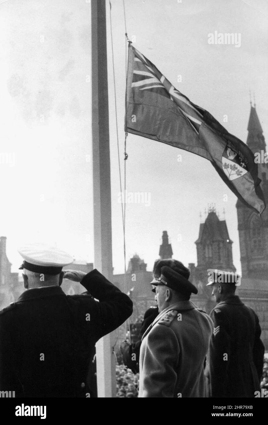 Canada new flag ceremony Black and White Stock Photos & Images - Alamy