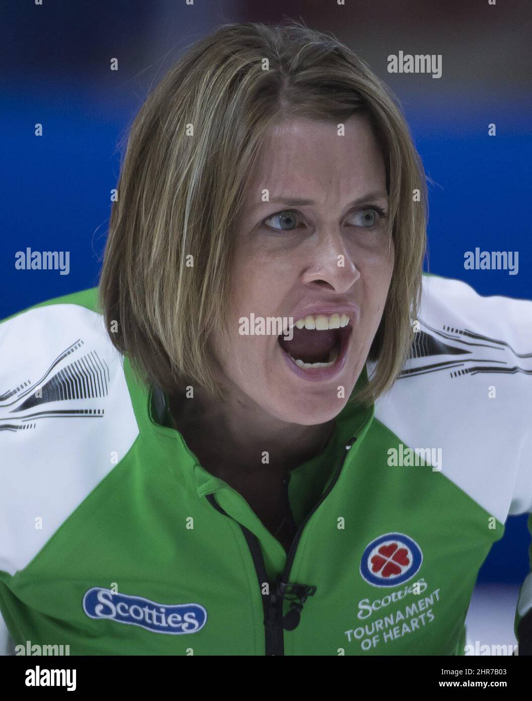 Saskatchewan skip Stefanie Lawton calls her shot during an evening draw ...