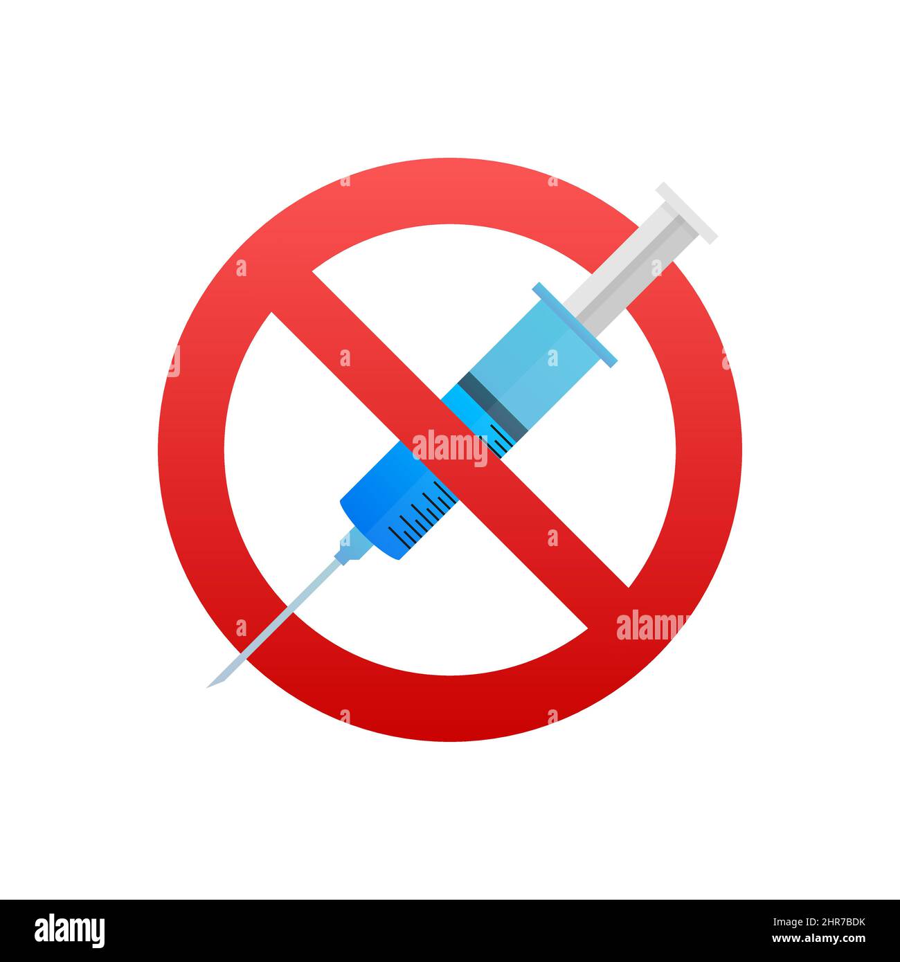 Stop Drugs sign. No syringe. Prohibition of vaccination, Ban injection ...