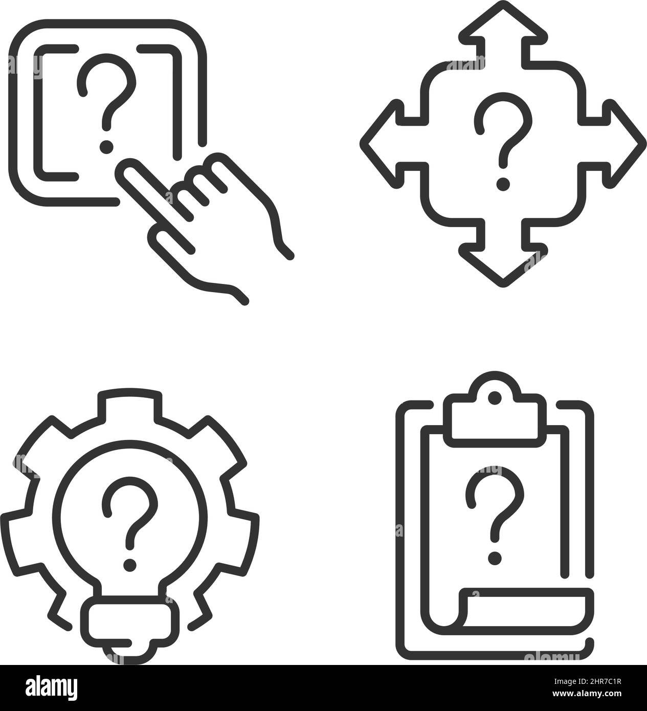 Questions and answers in technical support linear icons set Stock ... Questions and answers in technical support linear icons set Stock ...
