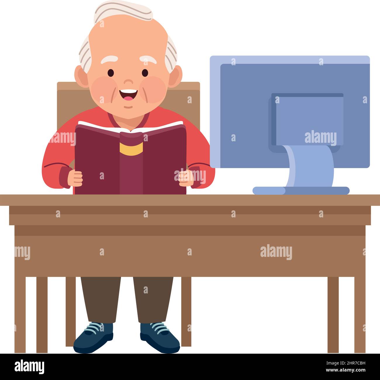 old man reading book Stock Vector Image & Art - Alamy