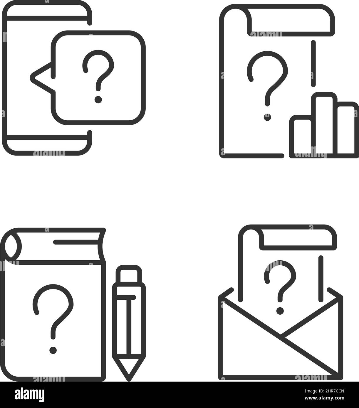 Questions in business and education linear icons set Stock Vector Image ...