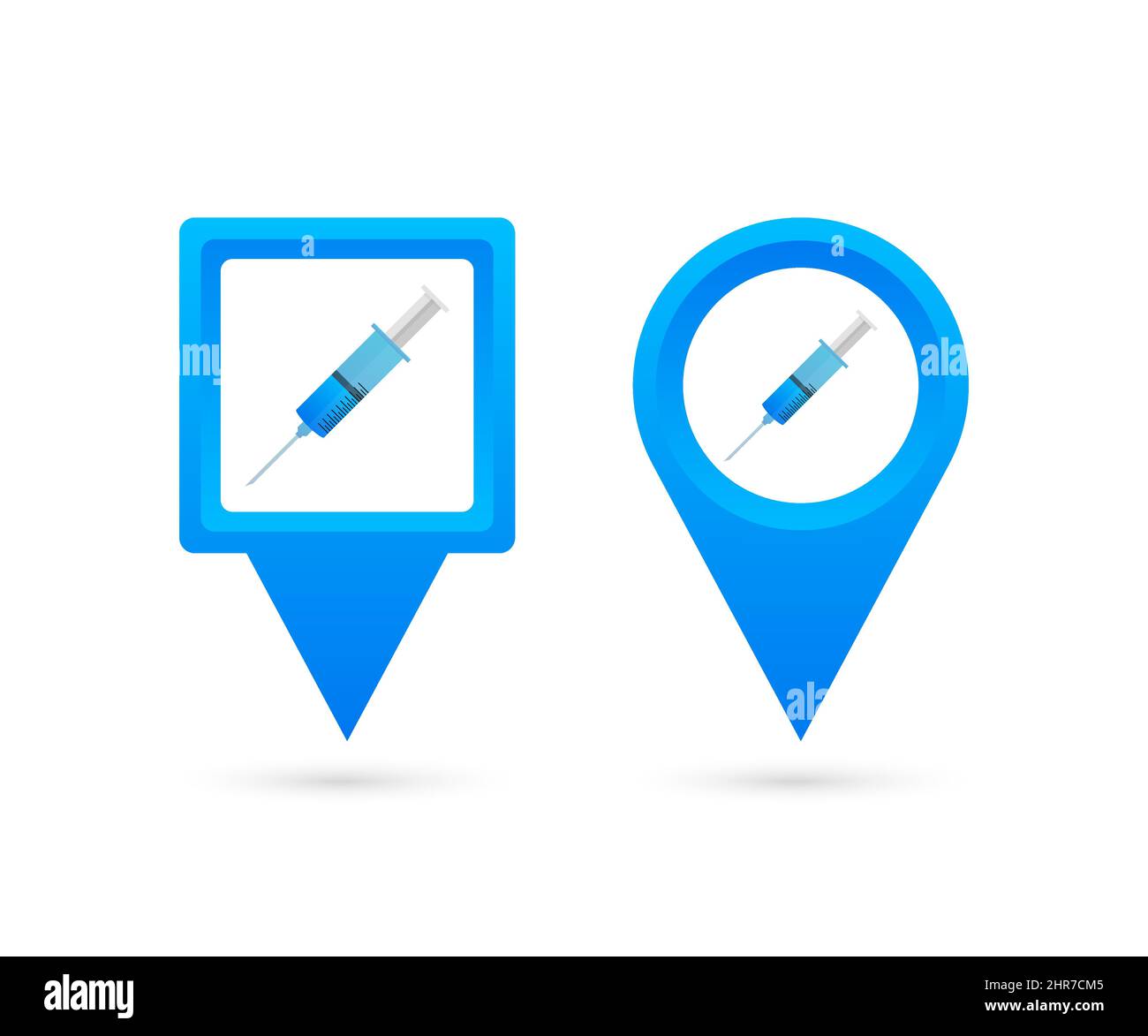 Map pointer with vaccine. Pin Point Syringe. Vector stock illustration ...