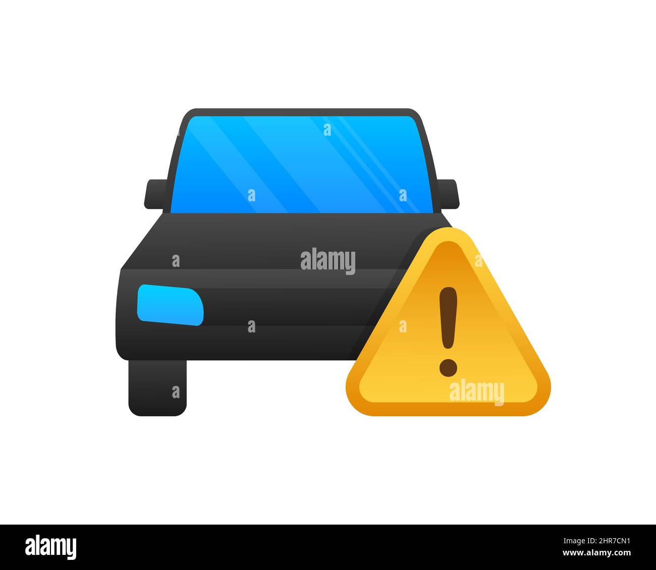 Car and warning sign, alert and caution. Vector stock illustration ...