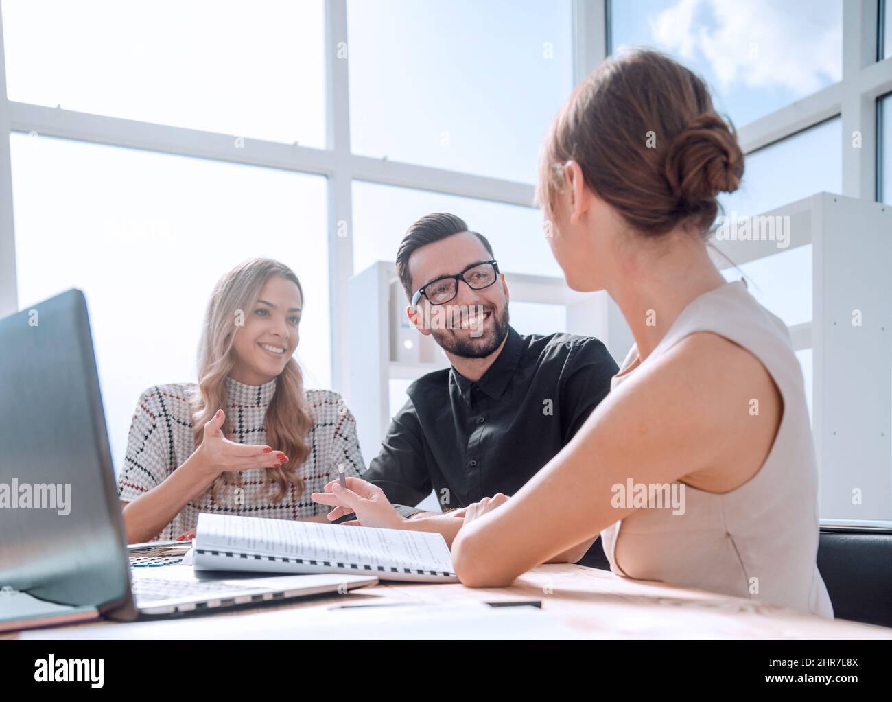 young business woman explaining her ideas at a business meeting Stock ...