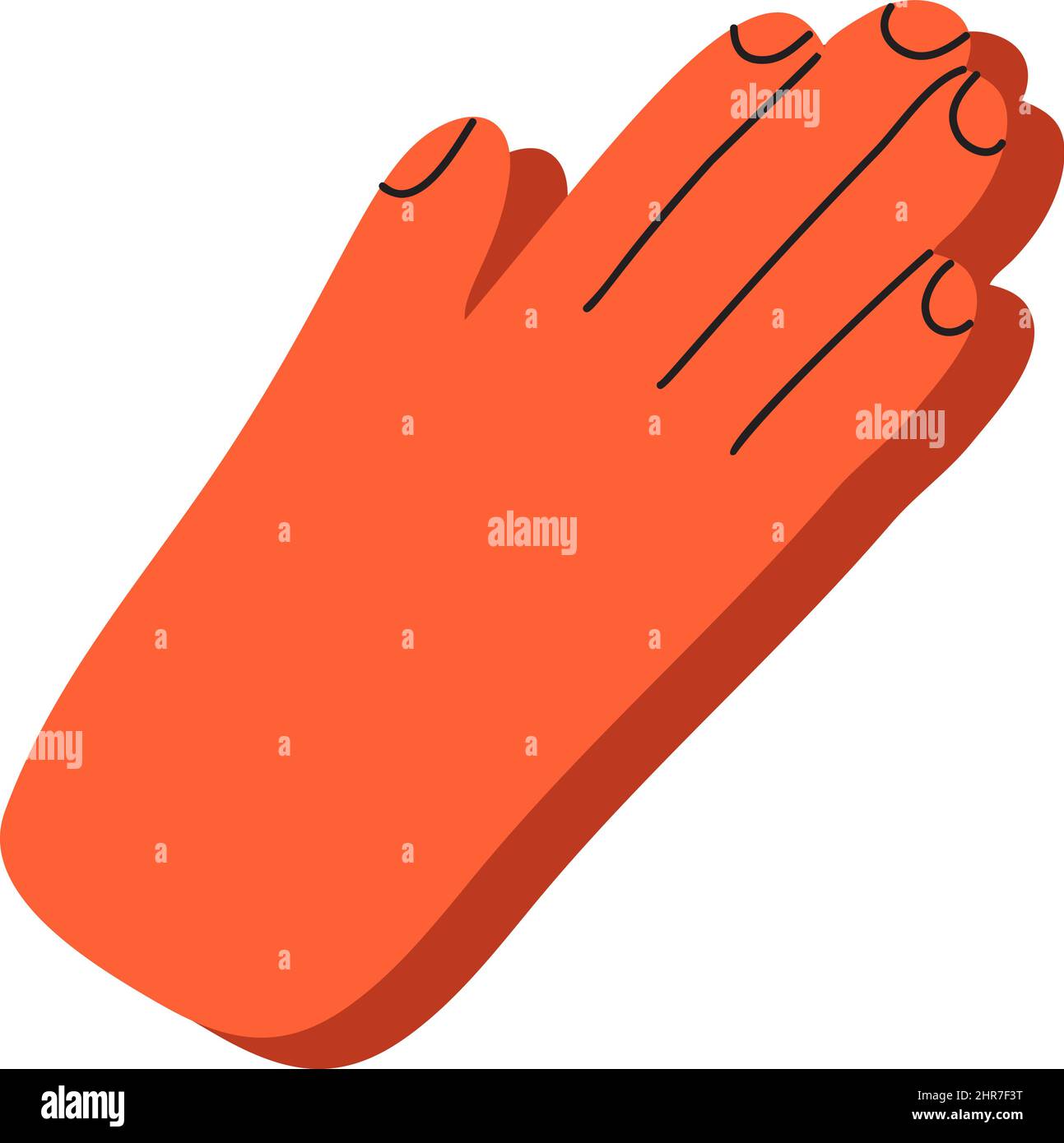 Praying hands drawn in simple line icon illustration with colored skin ...