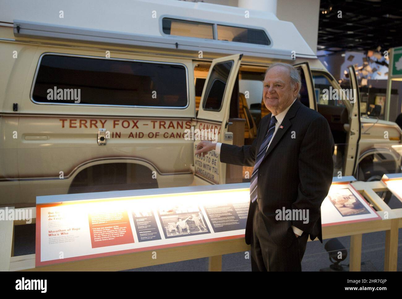 Rolly Fox is seen beside the van used in the Marathon of Hope during ...