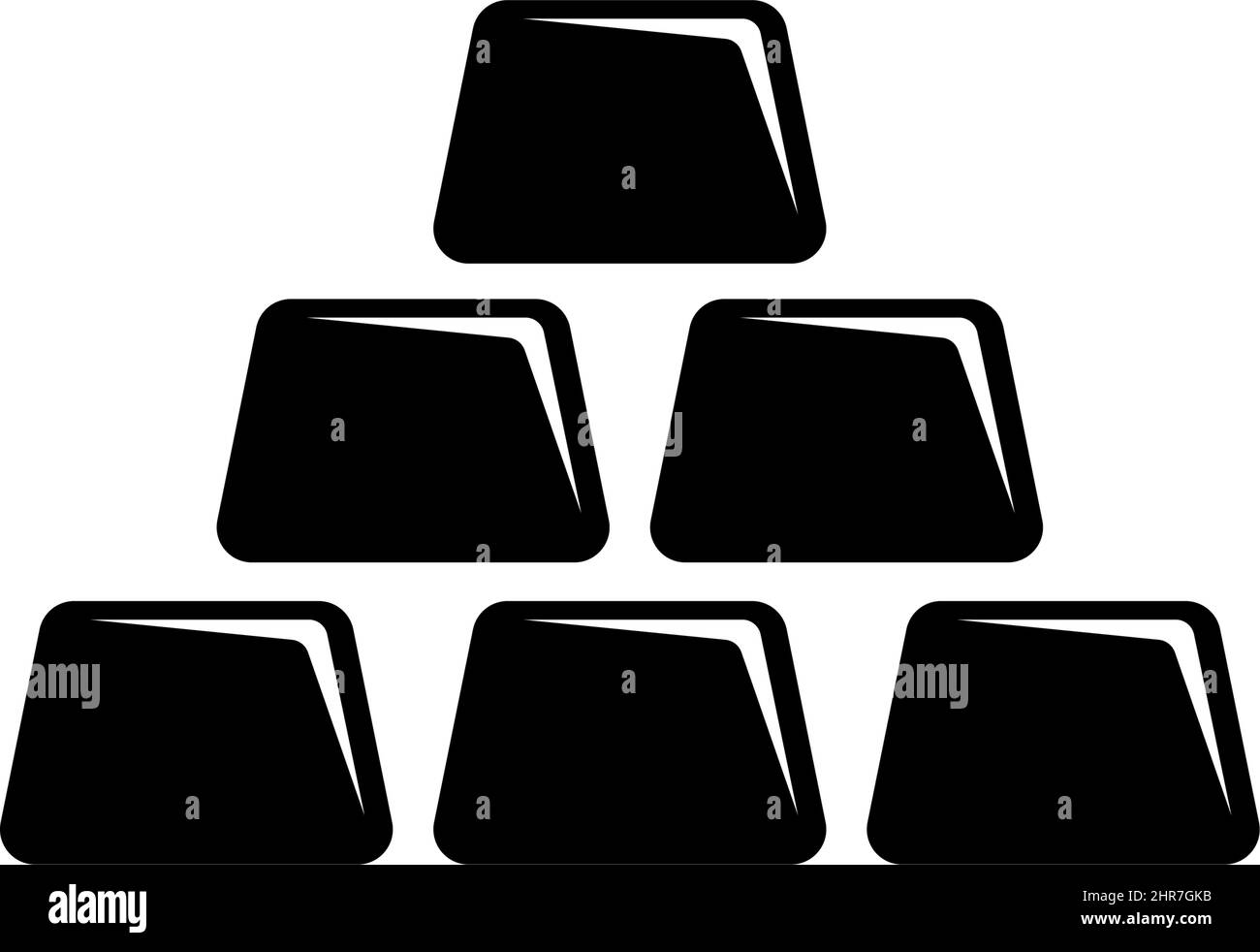 Gold Bars Pyramid, Stack Precious Metal Ingots. Flat Vector Icon illustration. Simple black ...