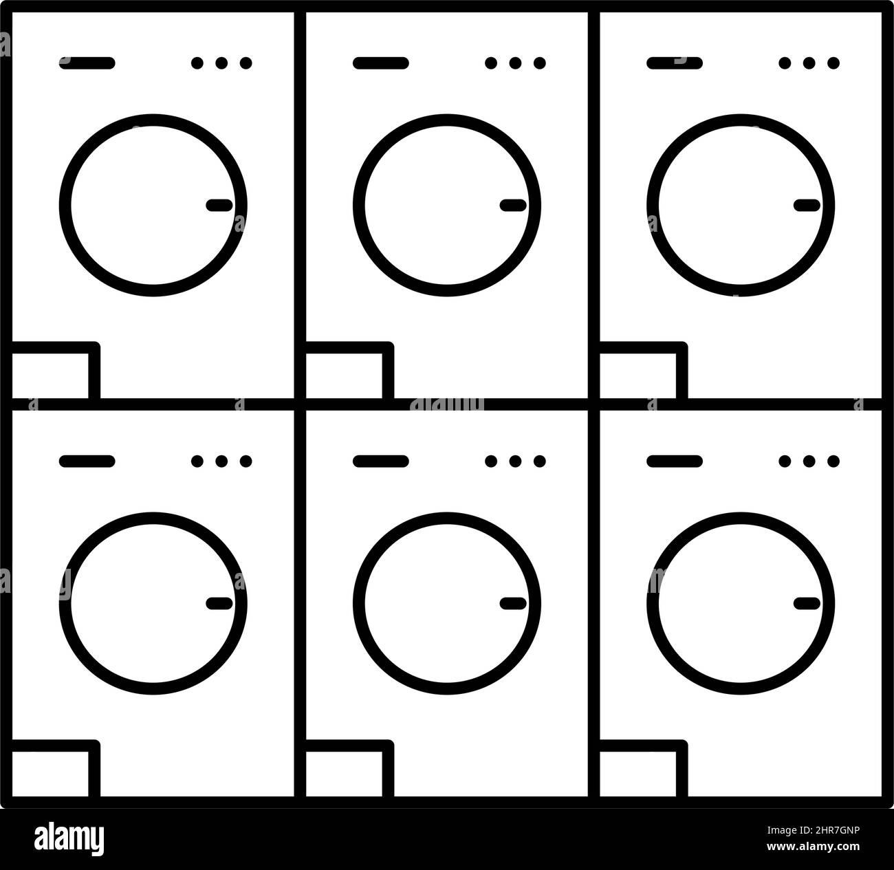 laundromat equipment for washing clothes line icon vector illustration ...