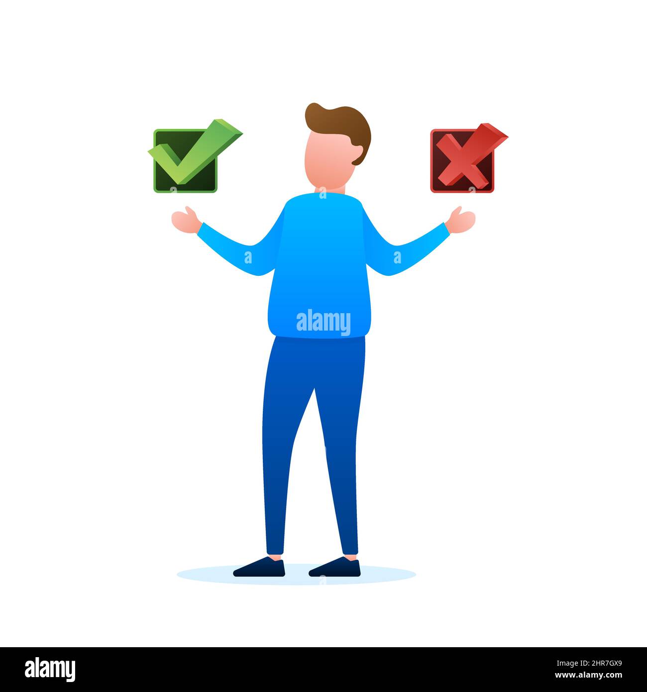 Man choosing between two options yes and no. Vector stock illustration ...
