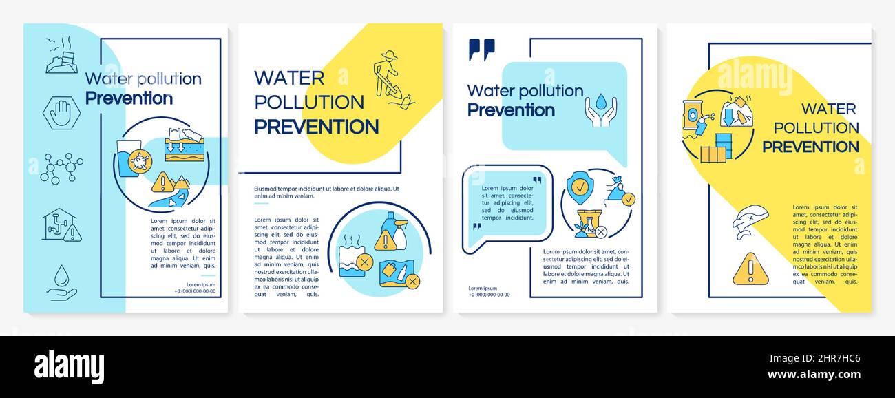 Reducing water pollution blue and yellow brochure template Stock Vector ...