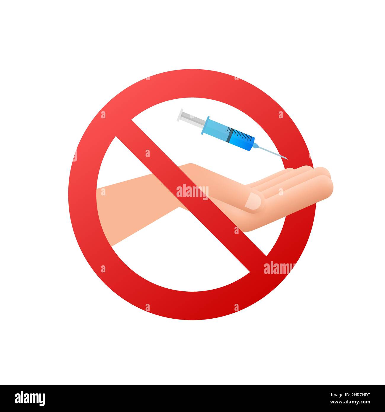 Stop Drugs sign. No syringe. Prohibition of vaccination, Ban injection ...