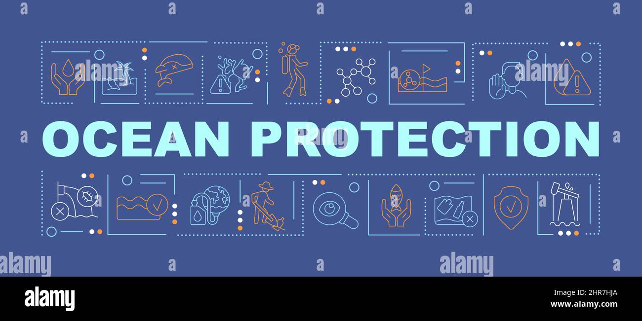 Ocean conservation word concepts dark blue banner Stock Vector Image ...