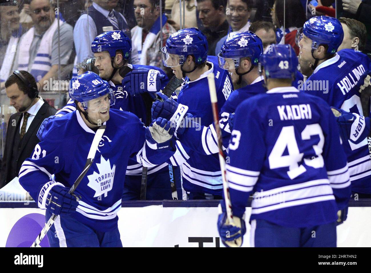 Toronto Maple Leafs' Phil Kessel (81) celebrates his goal against the ...