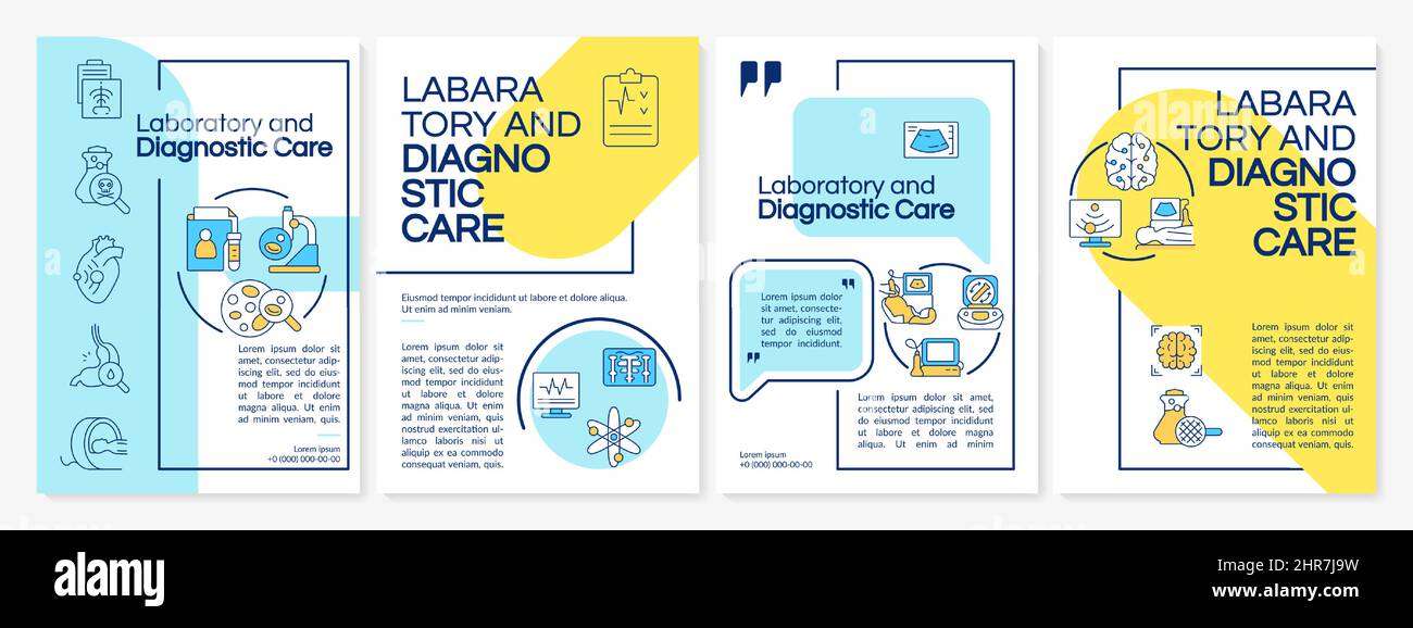 Laboratory and diagnostic care blue and yellow brochure template Stock ...