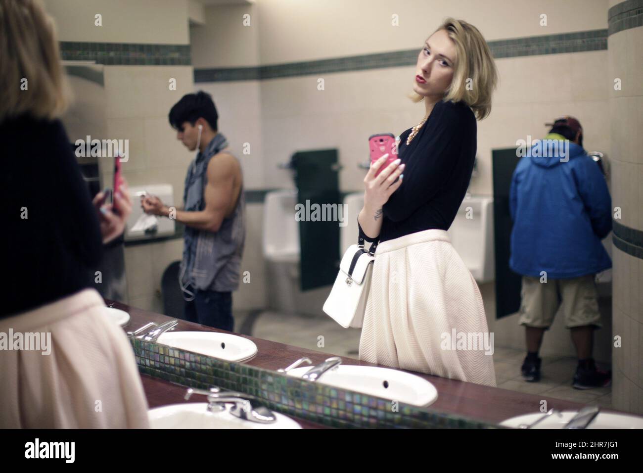 Brae Carnes, a transgender woman who has been taking selfies in men's ...