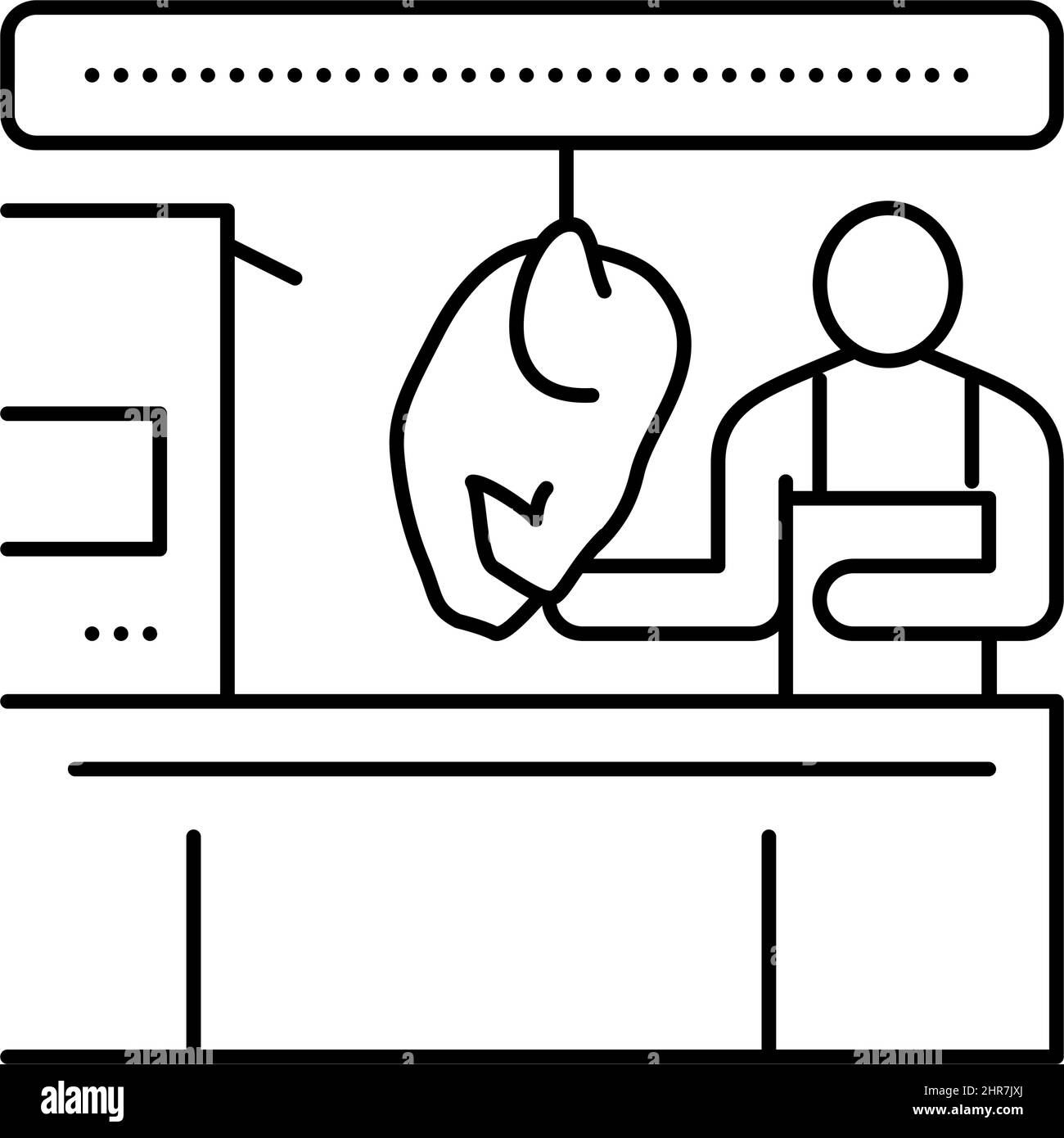 worker control chicken carcass in factory line icon vector illustration ...