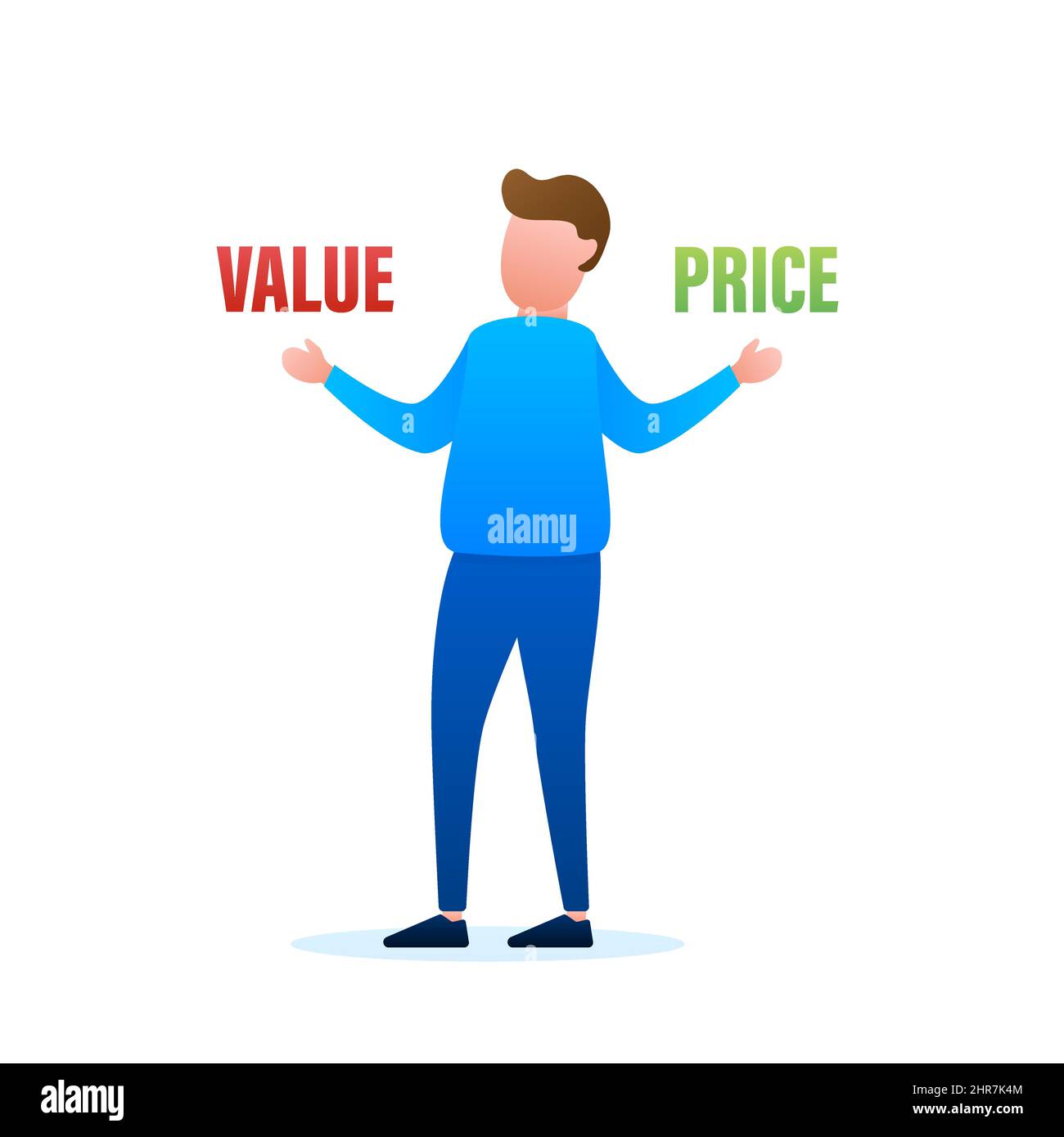 Man choosing between two options Value and Price. Vector stock ...