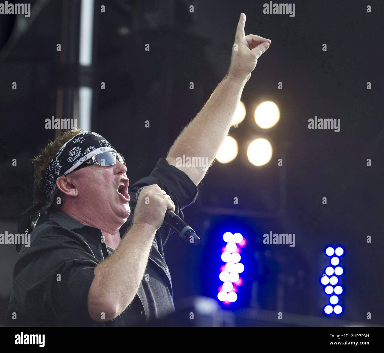 Mike Reno, lead singer of Loverboy, performs during the Alberta Flood ...