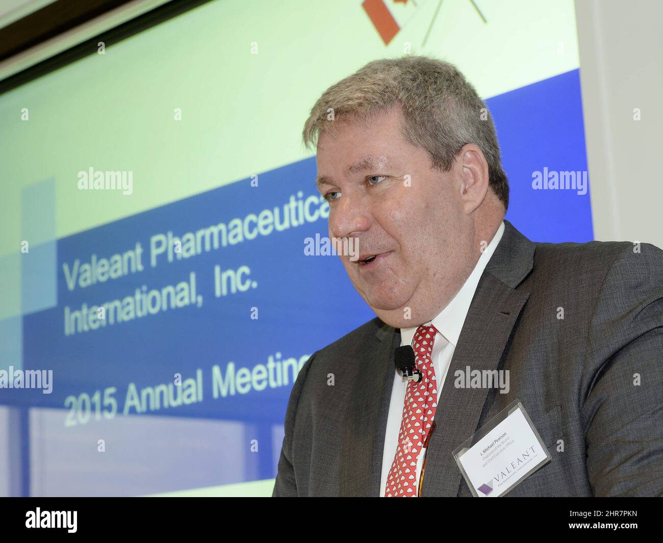 Valeant Pharmaceuticals CEO Michael Pearson speaks at the company's ...