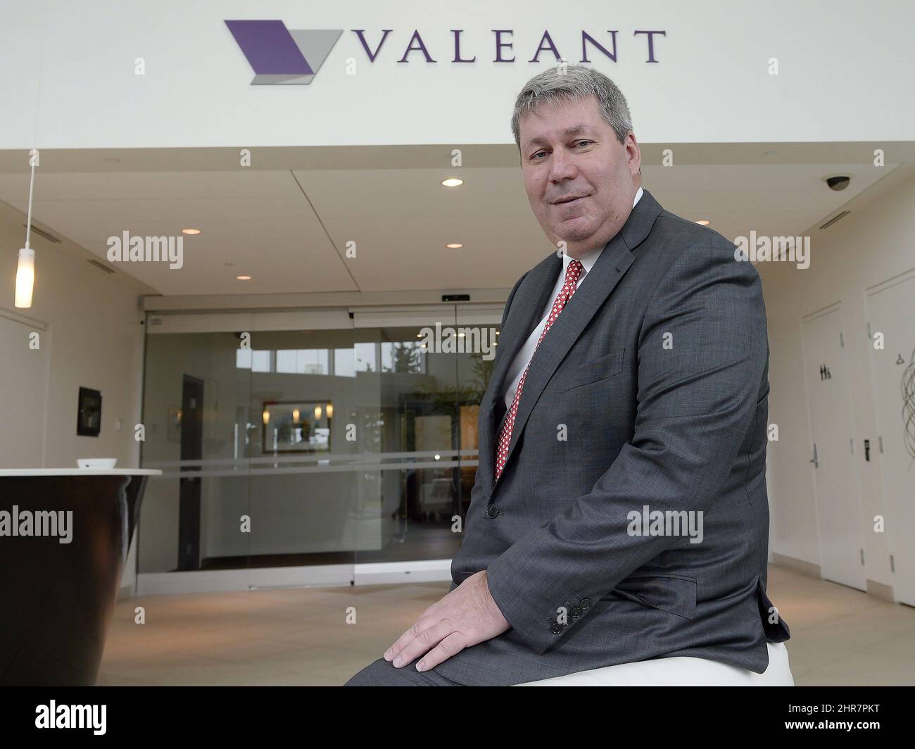 Valeant Pharmaceuticals CEO Michael Pearson poses at the company's ...