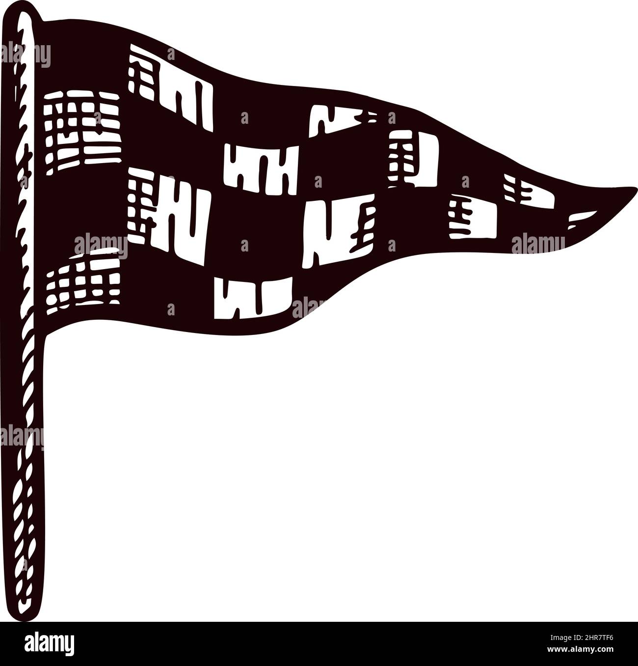 Race flag sketched isolated. Vintage sport elements for drive hand ...