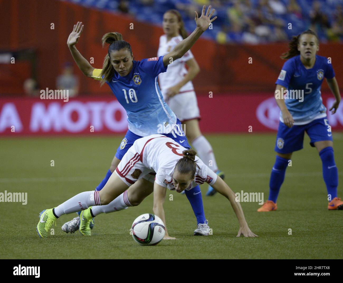 Brazil's Marta and Spain's Leire Landa battles for the ball during FIFA ...
