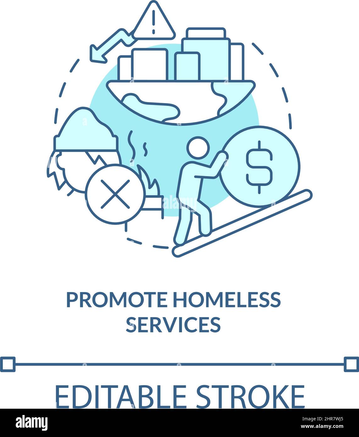 Promote homeless services turquoise concept icon Stock Vector Image ...