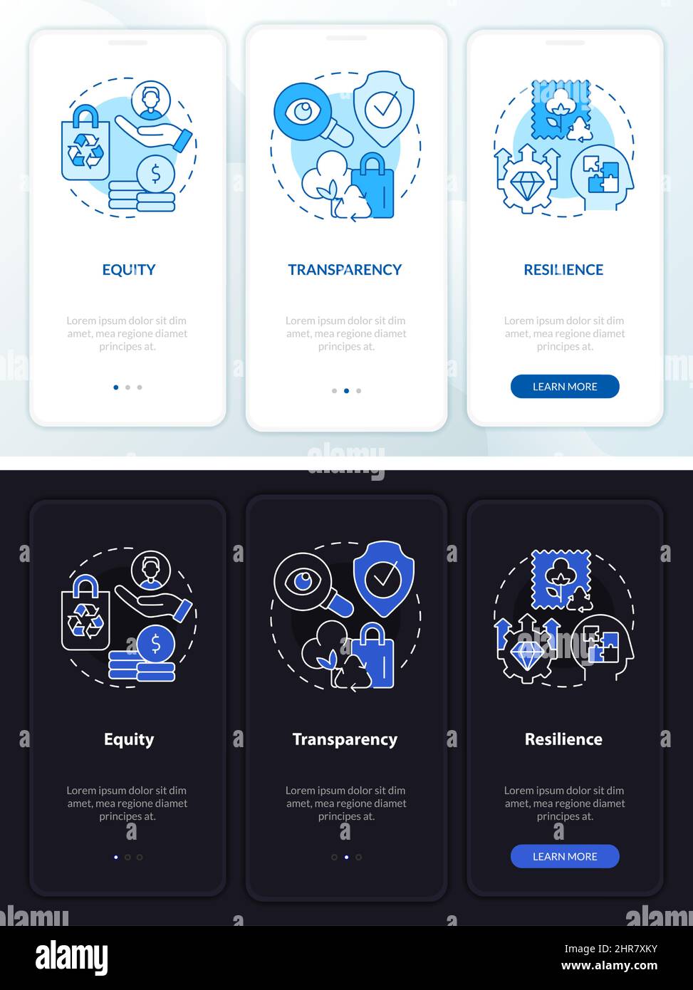 Emergent features night and day mode onboarding mobile app screen Stock ...