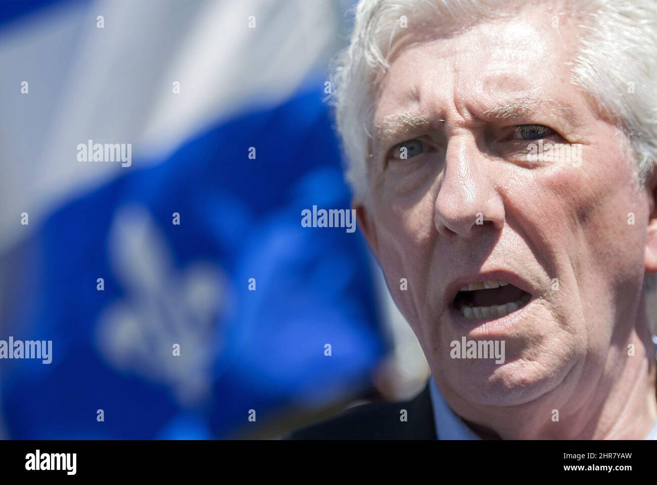 Bloc Quebecois Leader Gilles Duceppe speaks to reporters during the ...