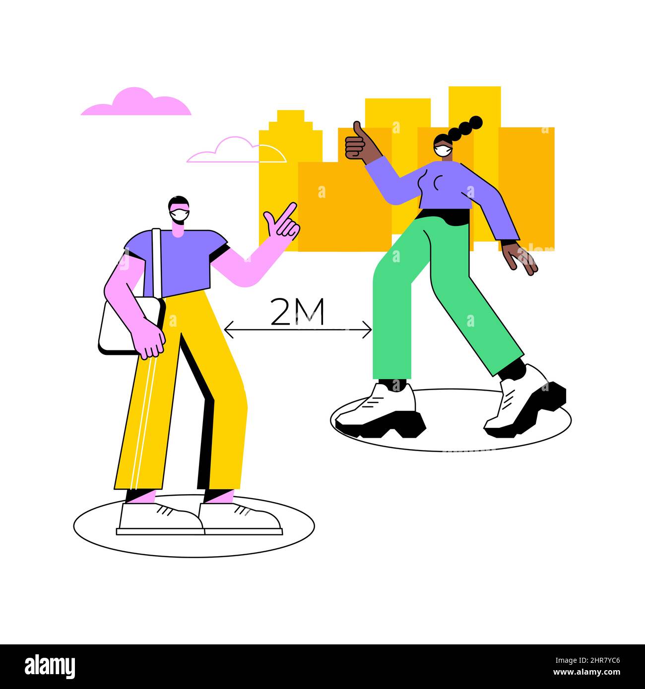 Keep distance abstract concept vector illustration. Social distancing ...