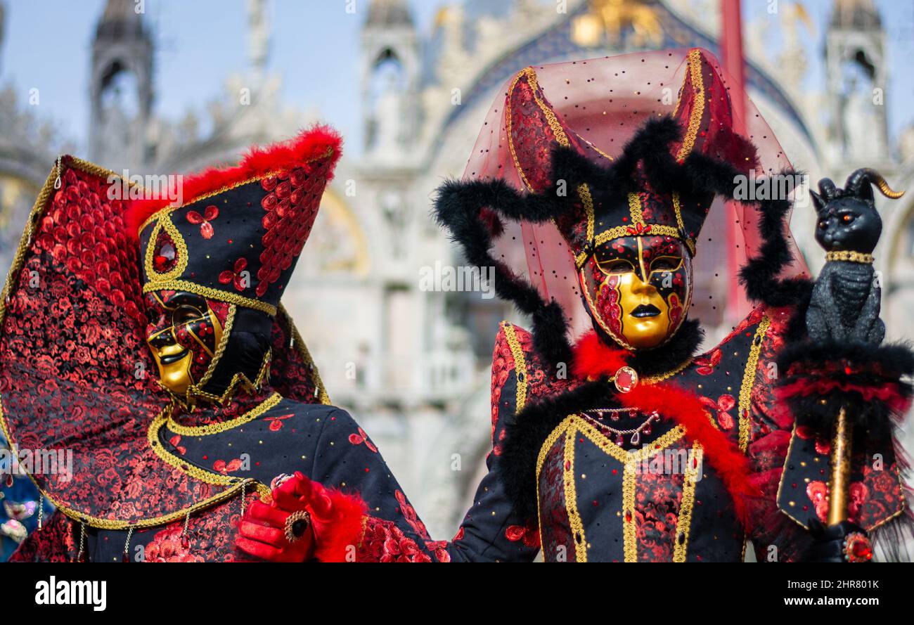 beautiful masks in front of the cathedral of San Marco in Venice Stock ...