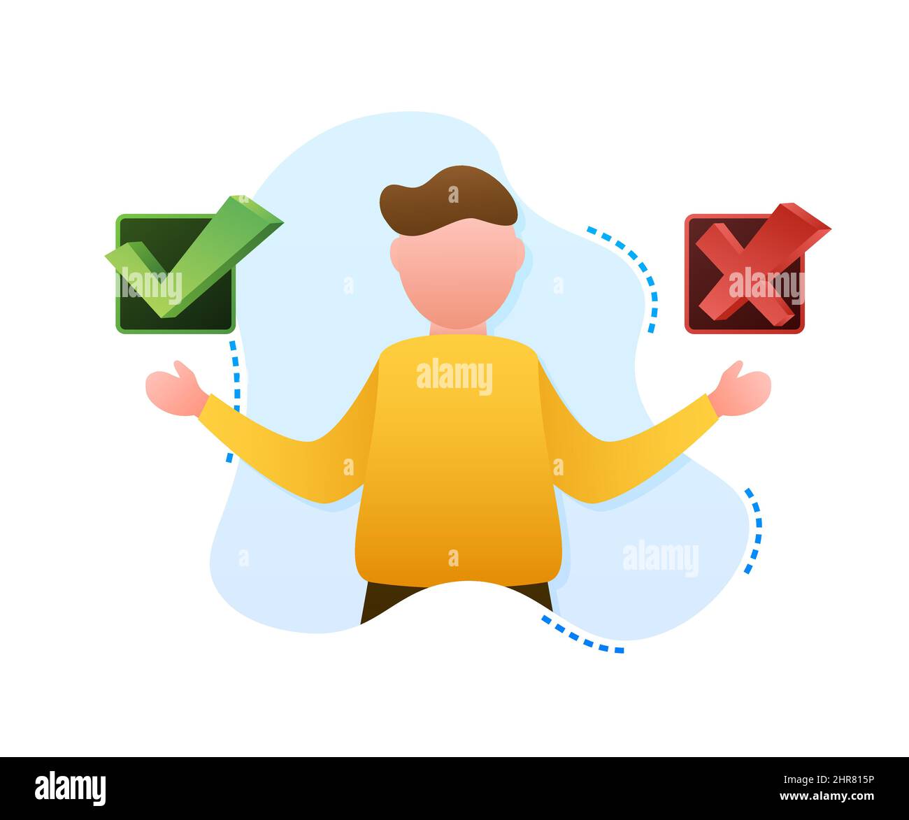 Man choosing between two options yes and no. Vector stock illustration ...