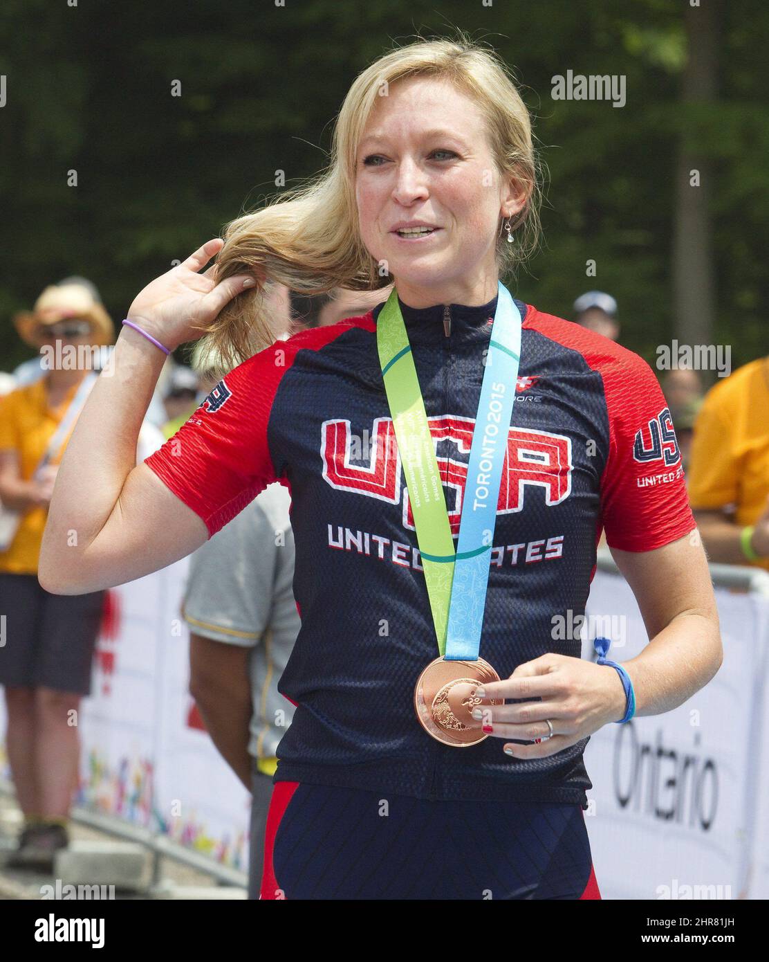 American Erin Huck with her bronze medal at the Hardwood Mountain Bike ...