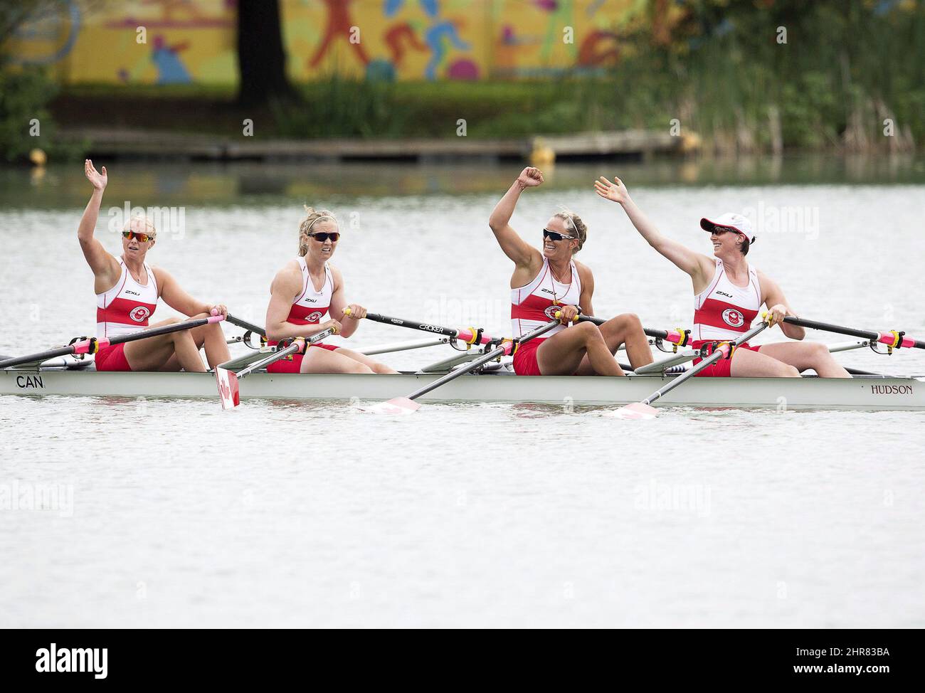 Canada's women's quadruple sculls team, from left, Kate Goodfellow ...