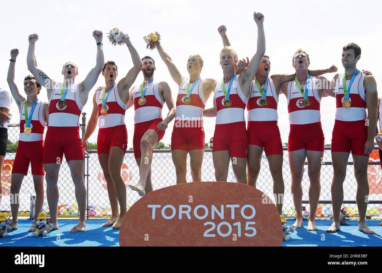Canada's men's eight rowing team, from left, Jacob Koudys, Will ...