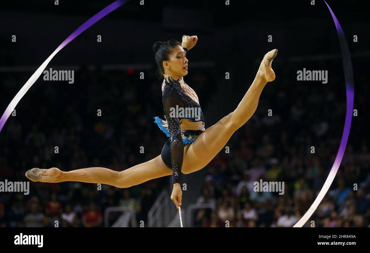 Mexico's Karla Arnal Diaz performs during the rhythmic gymnastics ...
