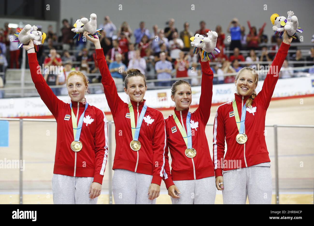 Canada's left to right, Allison Beveridge, Laura Brown, Jasmin Glaesser ...