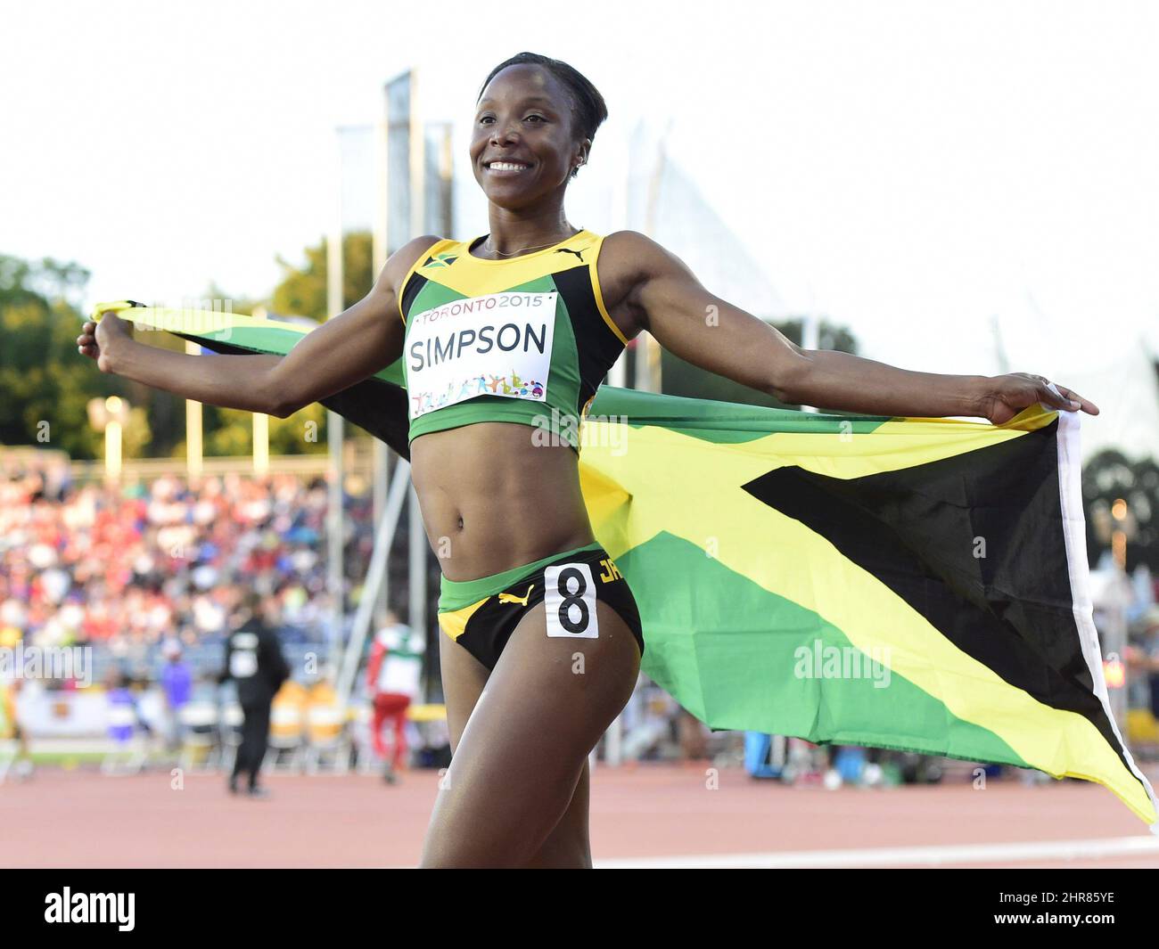 Sherone Simpson, of Jamaica, wins the gold medal in women's 100m final ...
