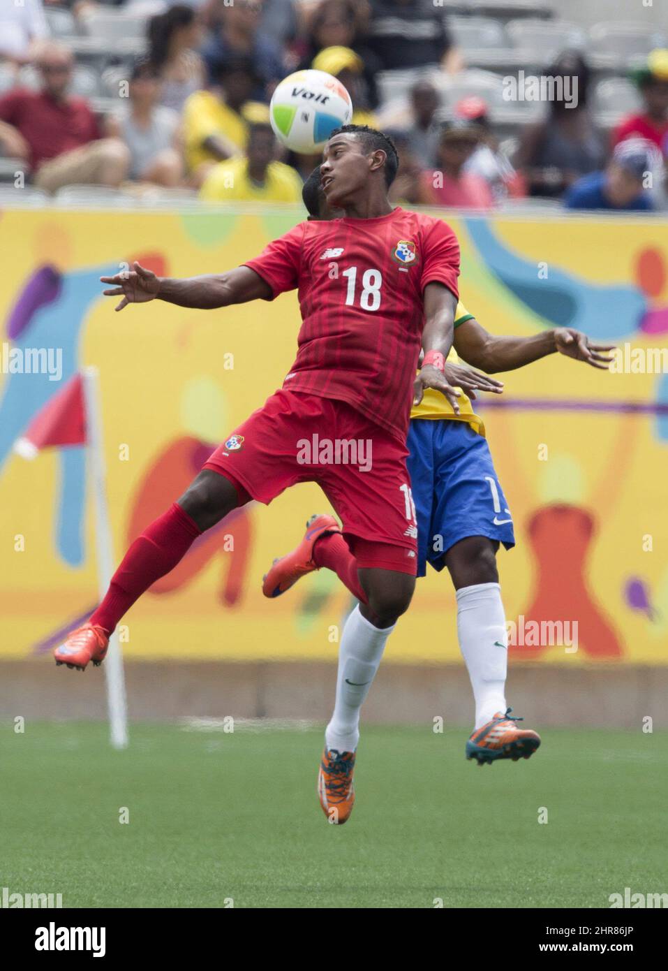 Panama's Edgar Barcenas (18) and Brazil's Guilherme de Jesus (13 ...