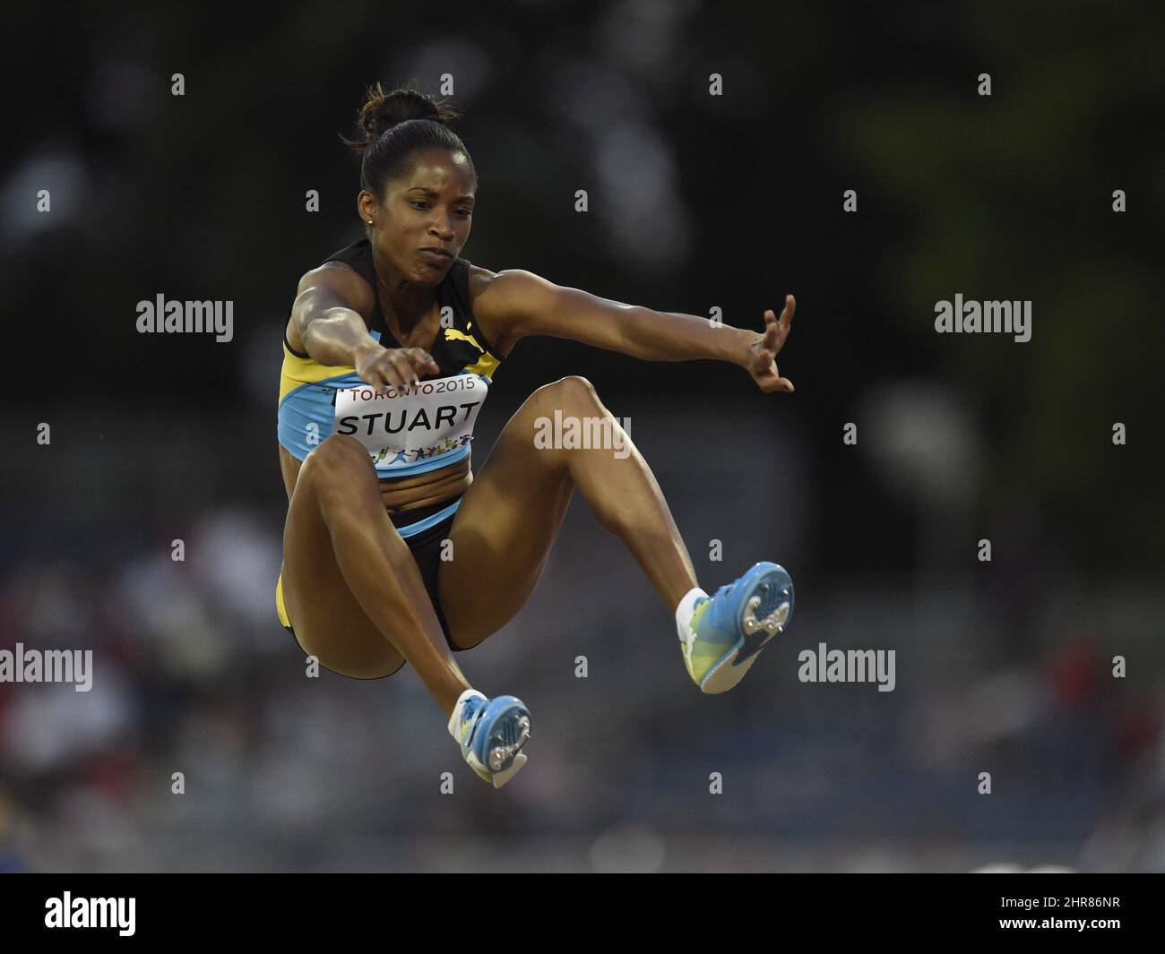 Bianca Stuart, of Bahamas, competes in the women's long jump final ...